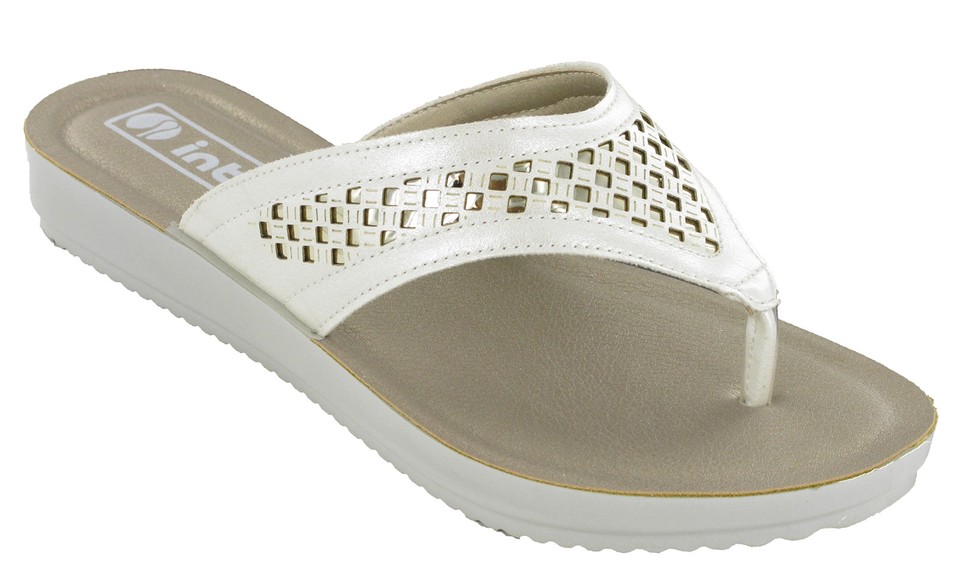 Womens Thong Flip Flop Sandals Inblu Toe Post Jewelled Cushioned Beach ...