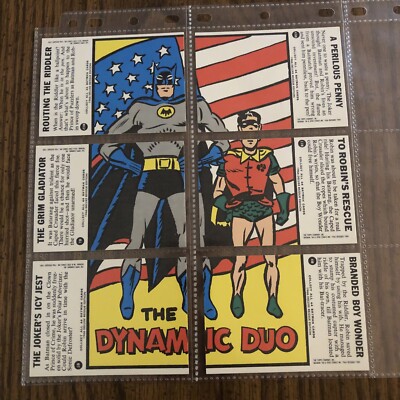 1966 TOPPS BATMAN 1989 reissue BLUE BAT 6 Card DYNAMIC DUO PUZZLE Newly ...