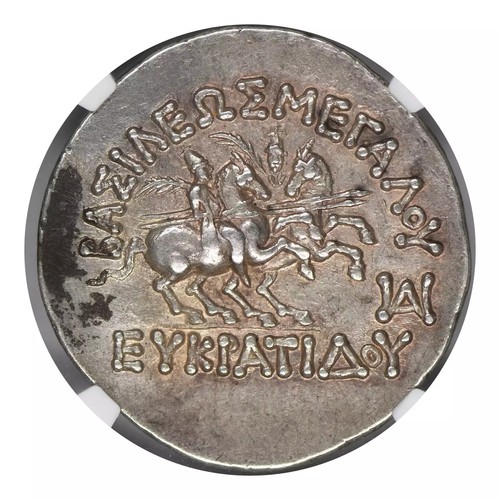 Eucratides I, c 170-145 BC, Kingdom of Bactria, AR Tertradrachm, NGC Ch ...