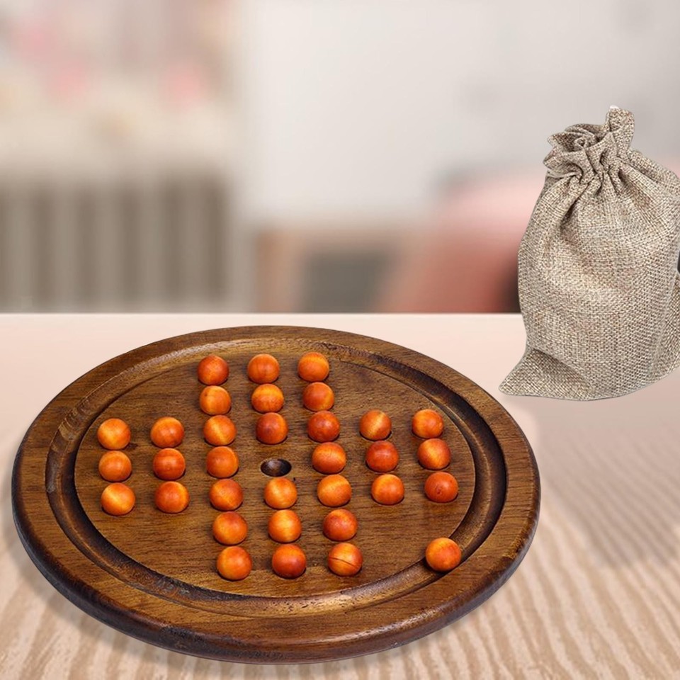 Wooden Solitaire Game Puzzle for Two Players Educational Toy Board Game ...