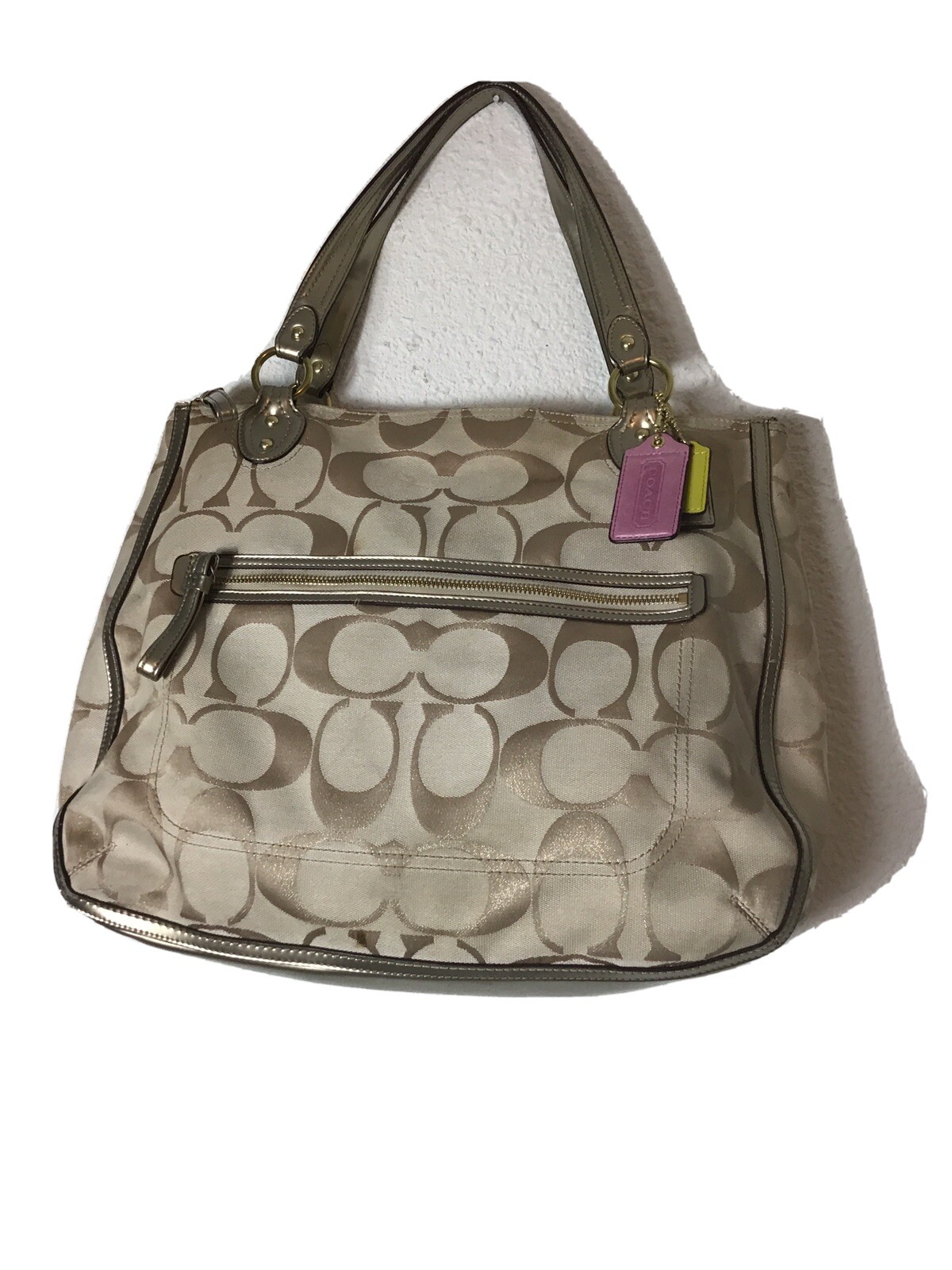 coach signature Tan/ Metallic Shoulder Handbag - Gem