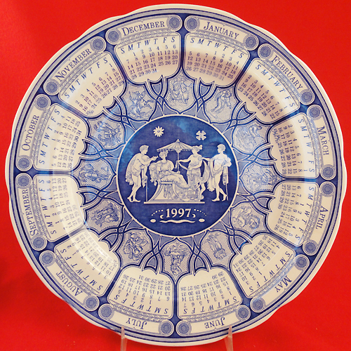 SPODE CALENDAR PLATE 1997 "GREEK" Blue Room Collection 10.5"diameter ...
