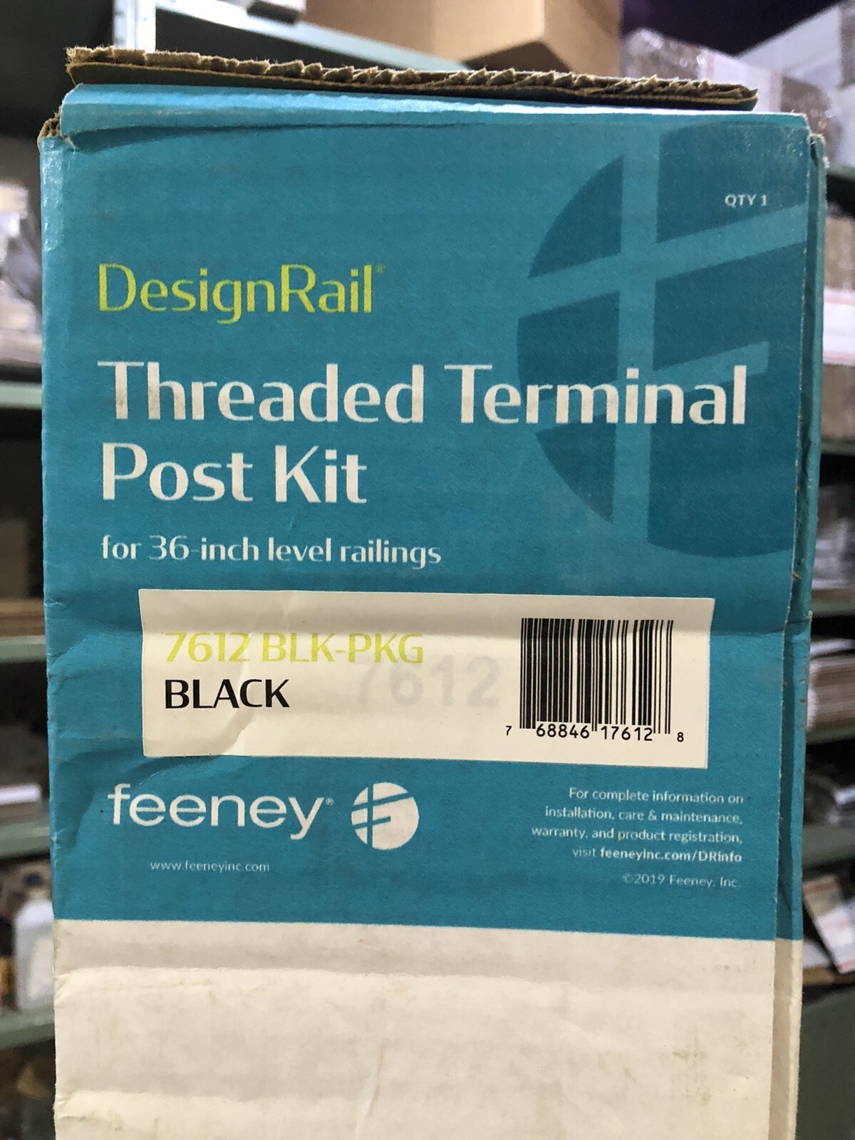 Feeney DesignRail 3 x 3 x 36" Black Threaded Terminal Level End Deck ...