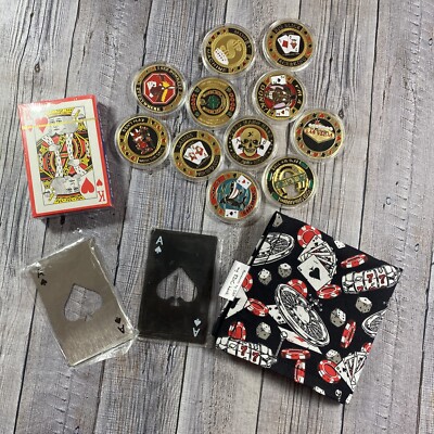 POKER CHIP CARD GUARD SET (11 DIFFERENT COINS) WITH HANK, CARDS ...