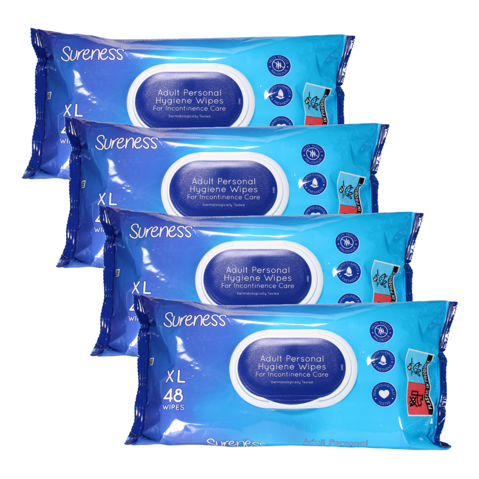 48 x XL Adult Personal Hygiene Wipes For Incontinence Care Gentle Clean ...