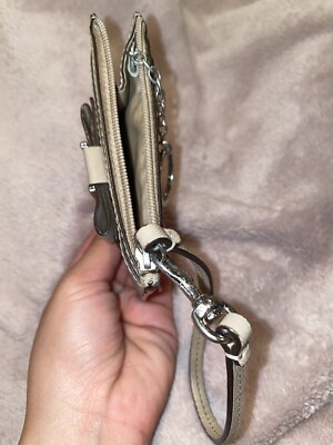 Beige Coach ID card coin case keychain with Strap | eBay