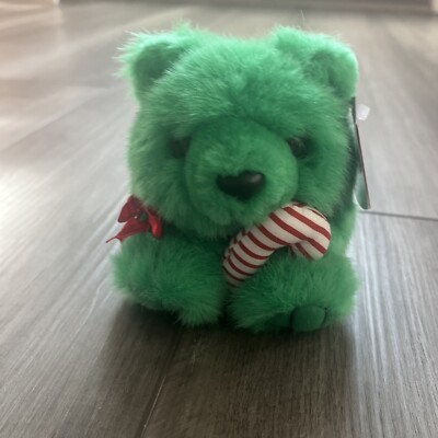 Puffkins Plush JINGLES Green Bear CandyCane #6670 SWIBCO Birthdate 12 ...