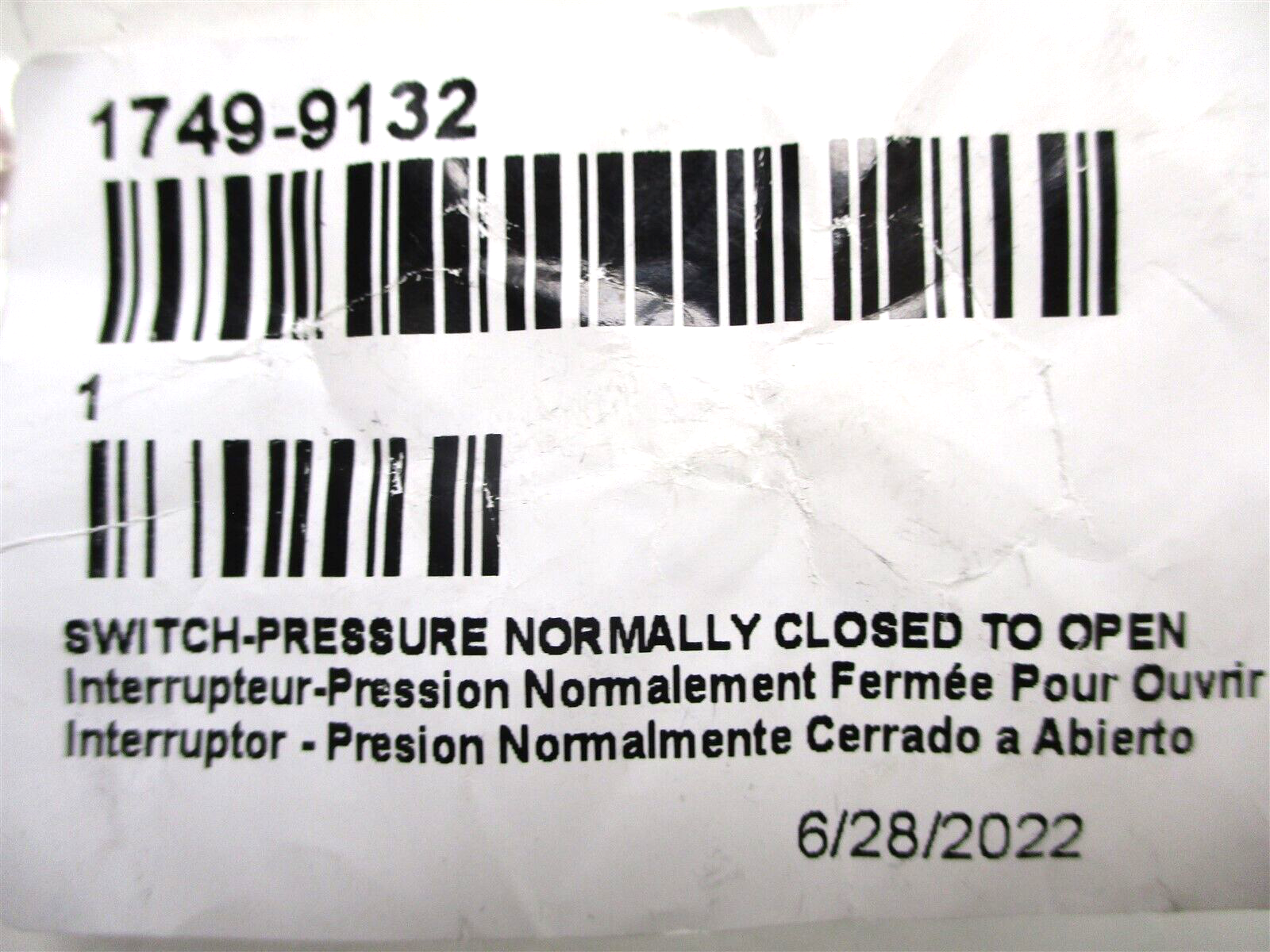 1749-9132 PACCAR AIR PRESSURE SWITCH FOR KENWORTH PETERBILT 64-76 PSI ...