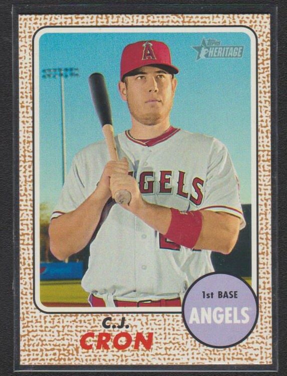 2017 TOPPS HERITAGE GRAY BACK SSP #53 C.J. CRON ANGELS RARE CASE HIT 1: ...