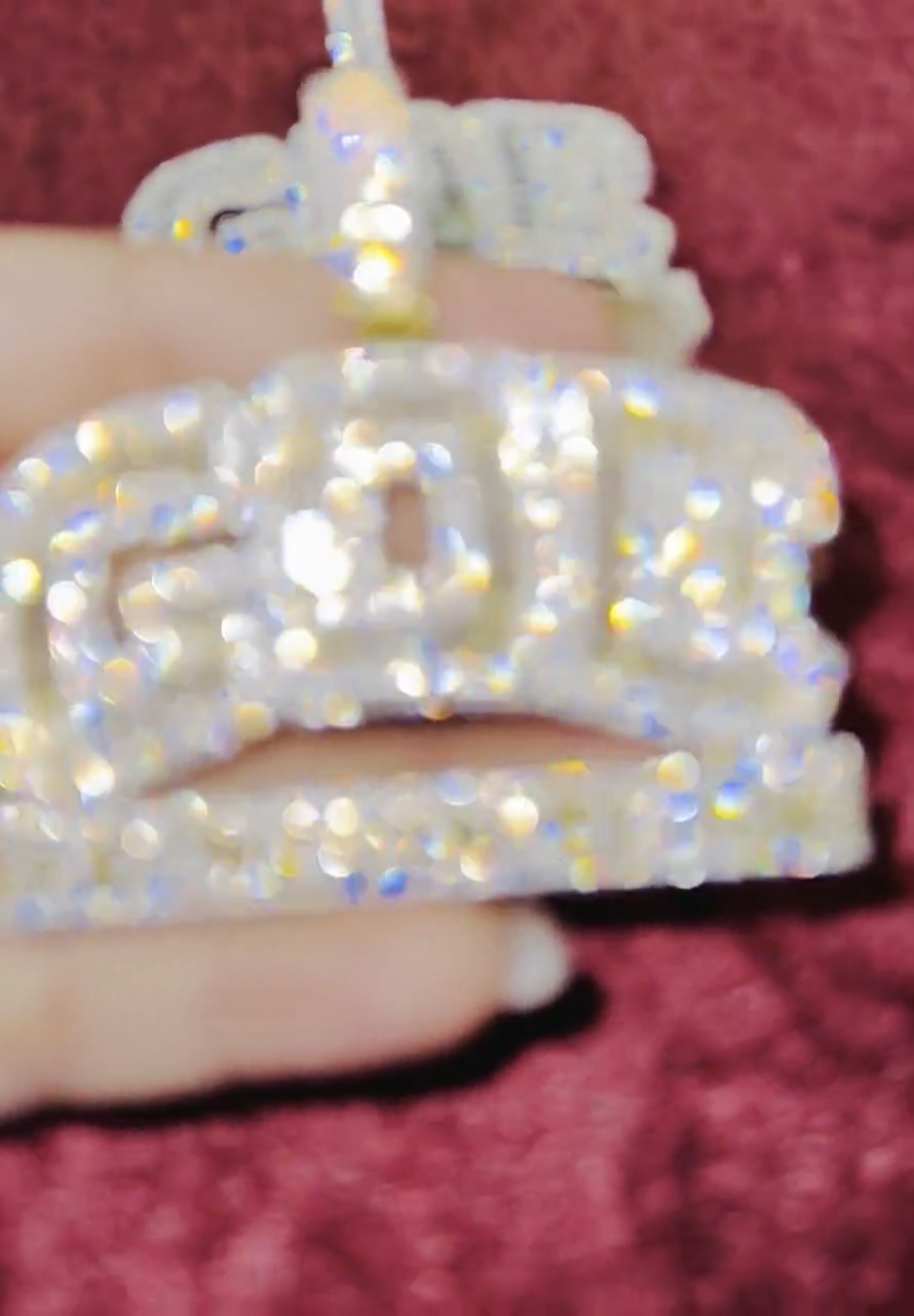 14k Gold Finish GOE God Over Everything Simulated CZ Pendant W/ Rope ...