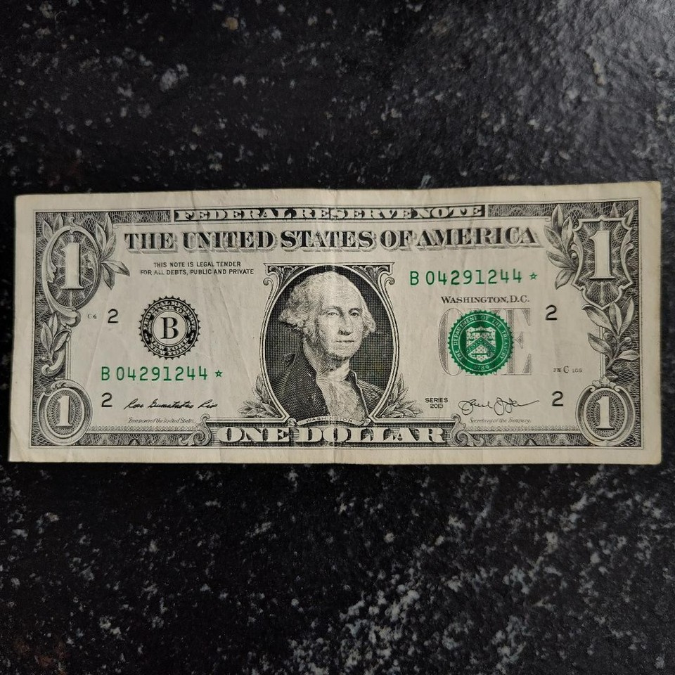 FW Duplicate Serial Number STAR Note B 04291244 ☆ One Dollar $1 Bill ...