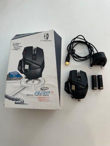 RARE! MAD CATZ RAT R.A.T. 9 WIRELESS GAMING MOUSE w/ Box, Accessories ...