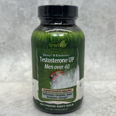 Irwin Naturals Testerone Up Men Over 40 ENERGY+60 Liquid Softgels Exp ...