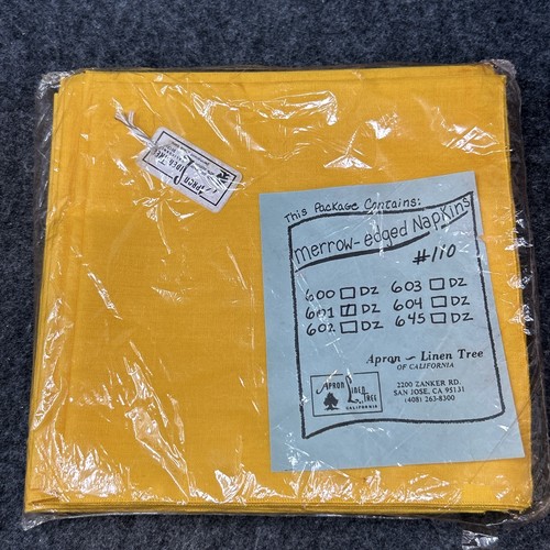 NOS Vintage Apron Linen Tree of California Cloth Napkins Gold Merrow ...