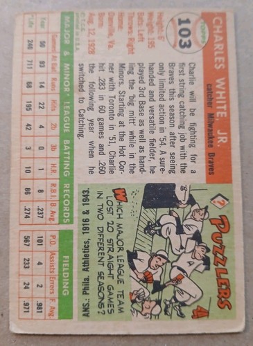 1955 Topps #103 Charlie White VG | eBay
