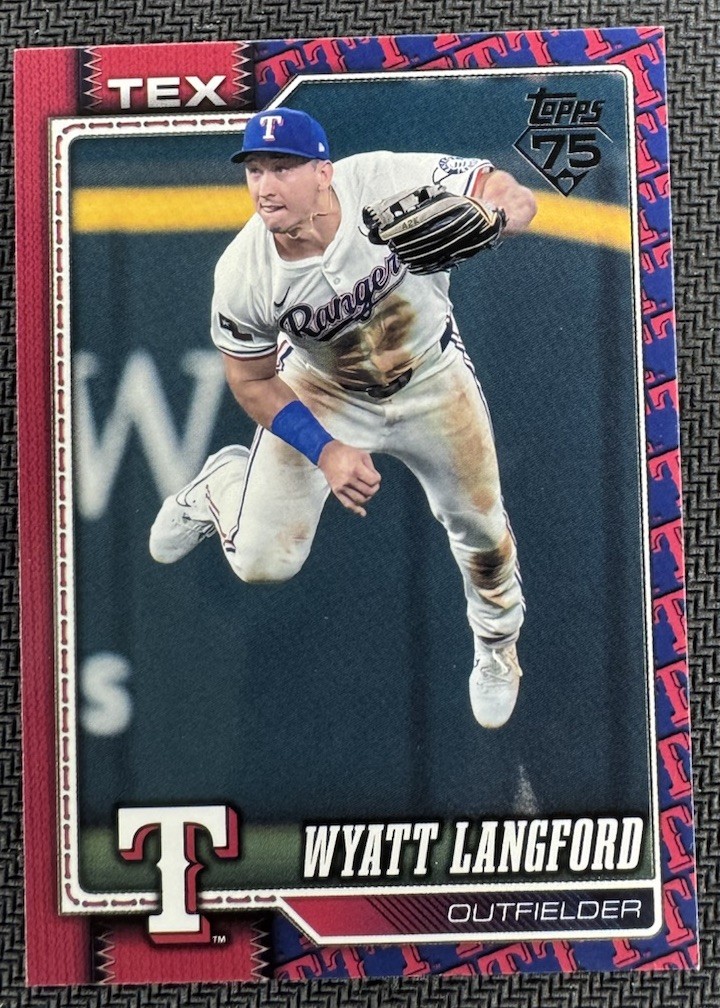2026 Topps Series 2 Wyatt Langford Team Color Logo Border #383 Texas ...