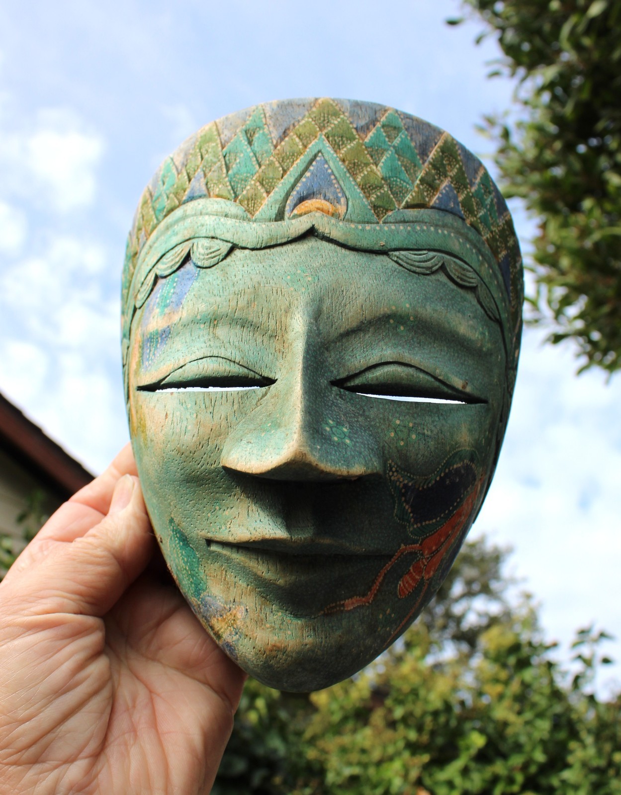 Vintage ORIGINAL Topeng Batik Hand Carved Wood Mask Indonesian Dance ...