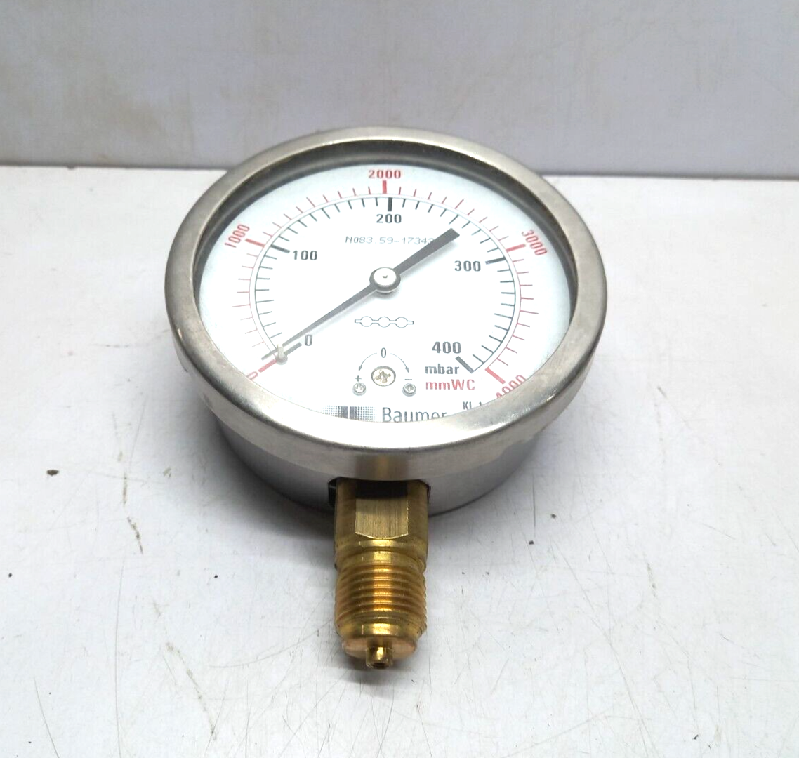 Baumer N083.59-17343 Pressure Gauge 0-4000 mmWC 0-400 mbar | eBay