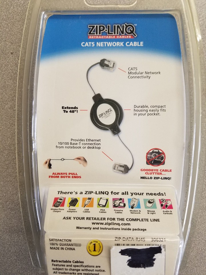 Zip-Linq 48" Retractable Ethernet Cable | eBay