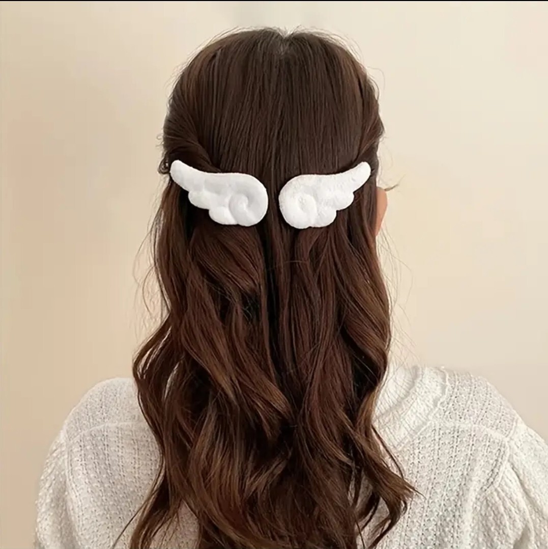 Kawaii plush angel wing hair clips pink Fairy Wings Cute Hair Accessory ...
