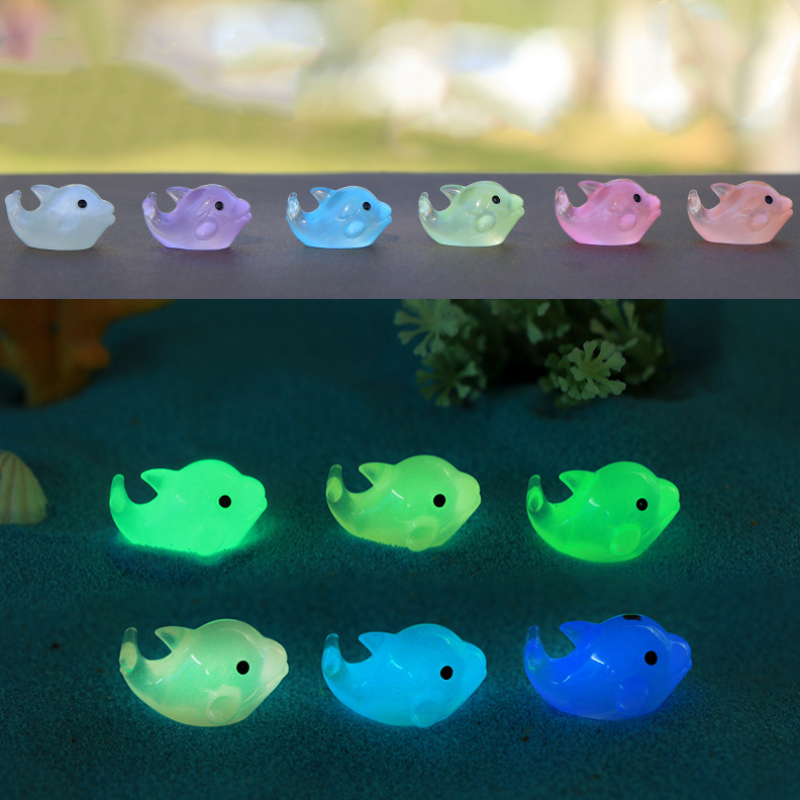 10pcs Luminous Mini Dolphin Glow In Dark Figurines Garden Aquarium Fish ...
