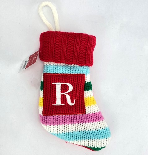 Letter R Knit Monogram Mini Stocking Rainbow Wondershop Xmas Holiday ...