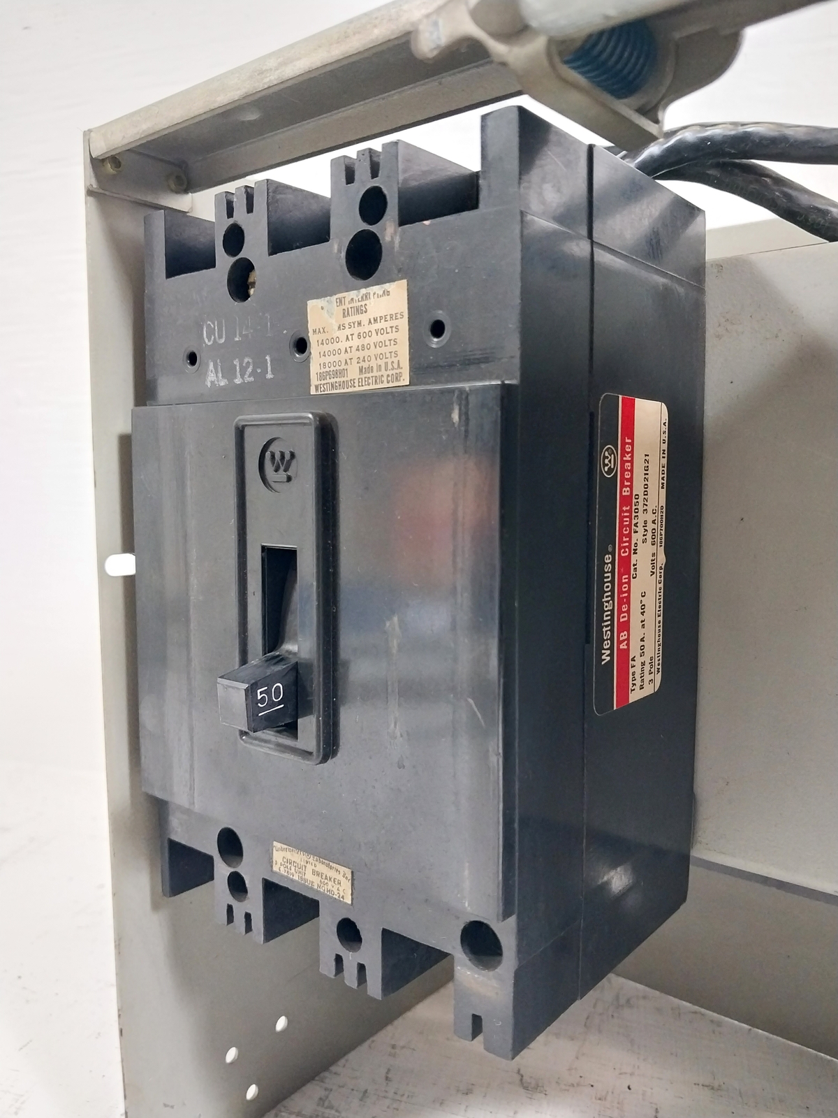 Westinghouse Type W 50/100 Amp 12" Dual Breaker Feeder MCC Bucket MCCB ...