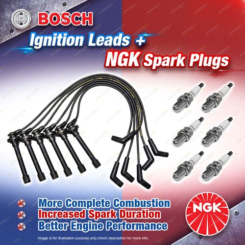 6 x NGK Spark Plugs + Bosch Ignition Leads Kit for Holden Jackaroo L2 ...