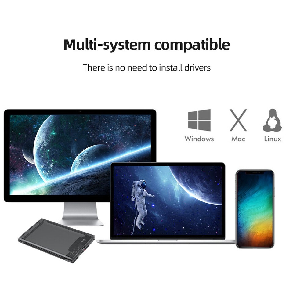 AU 2.5 Inch Hard Drive Enclosure SATA HDD/SSD Case for Laptop (USB3.0 ...