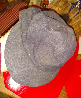 RARE 1920s SAN ANDREAS CAL. Baseball Cap Wool Leather Blue 6 1/2 6 7/8 ...