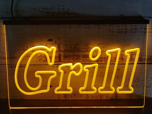 Grill BBQ Barbecue LED Neon Light Sign Display Kebab Burger Open Wall ...