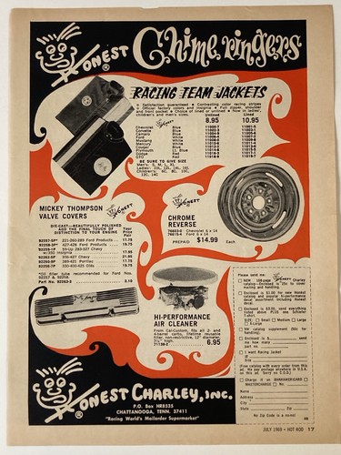 1969 Honest Charley Print Ad Chime Ringers Parts Store Car Automobile ...