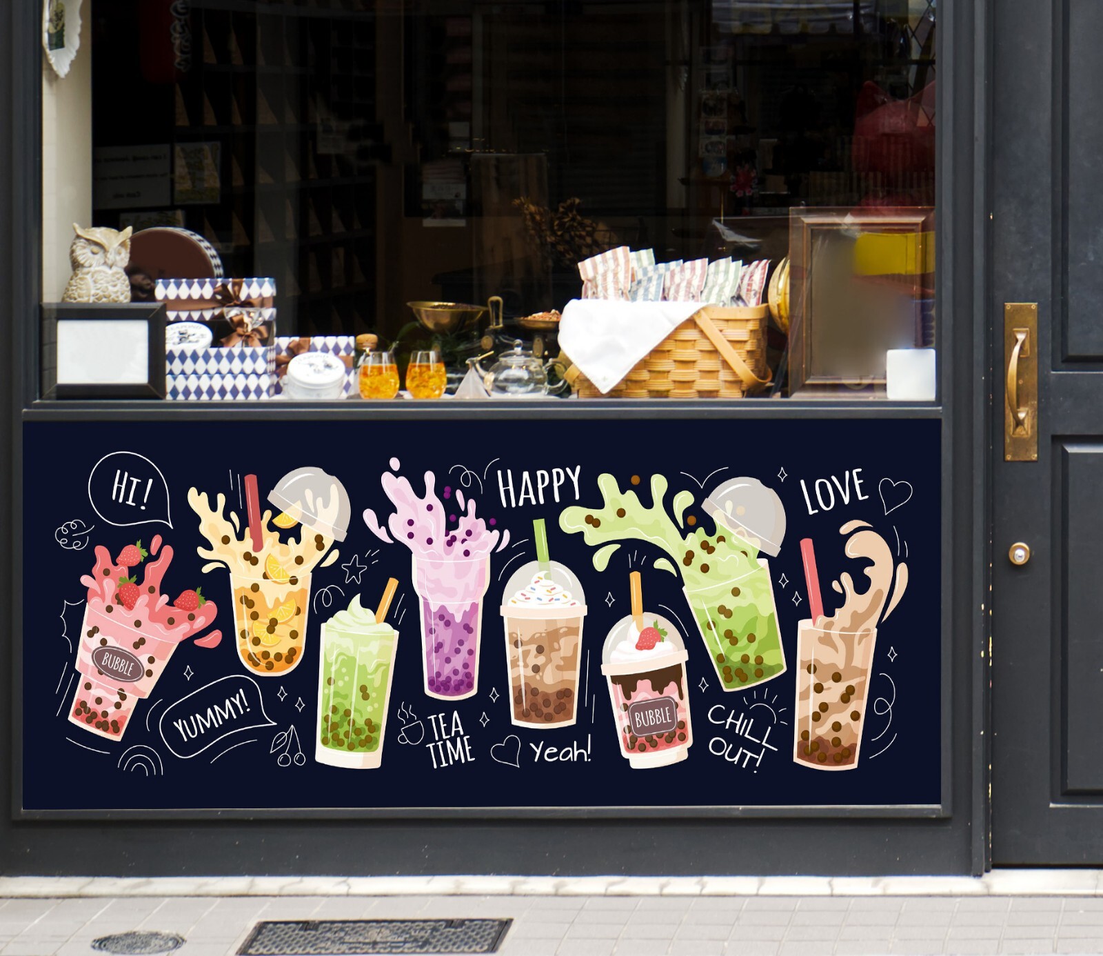 3D Bubble Tea G272 Pearl Tea Shop Window Stickers Vinyl Wall Mural ...