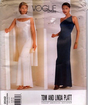 Vogue Designer Pattern 2042 Tom & Linda Platt Fitted Evening Dress Size ...