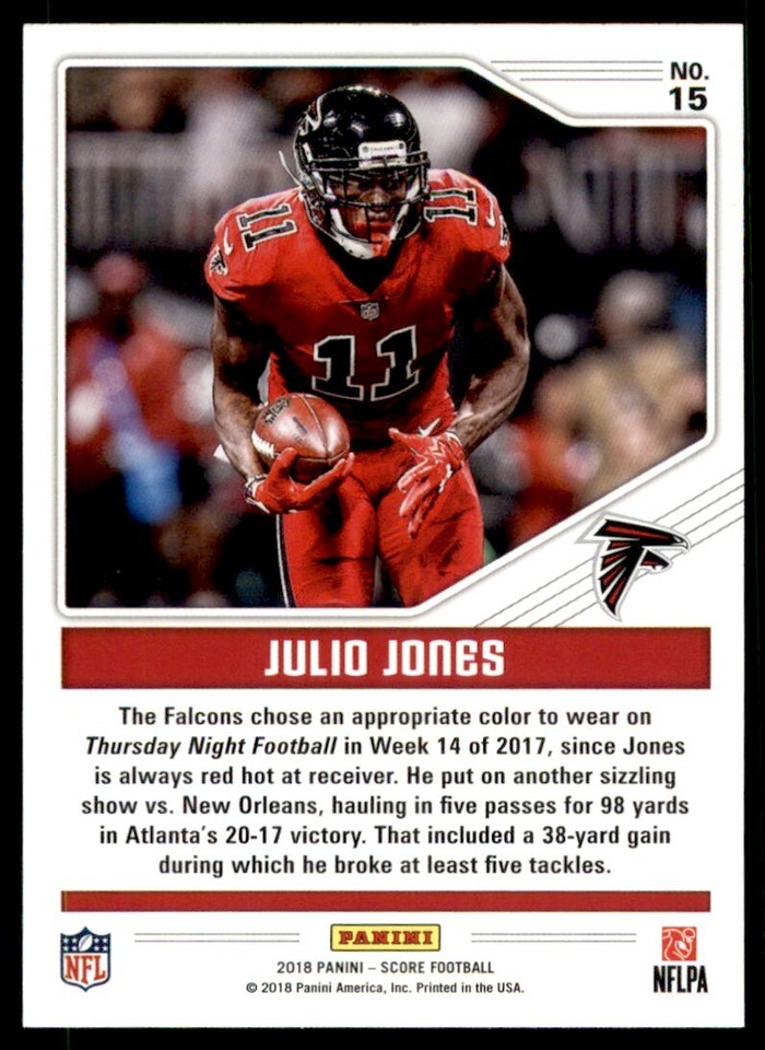 2018 Score Color Rush Julio Jones Atlanta Falcons #15 | eBay