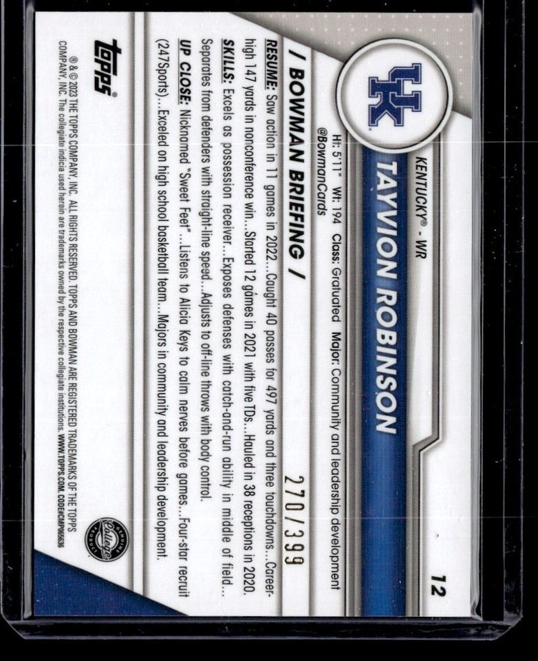 2023 PURPLE MINI DIAMOND REFRACTOR TAYVION ROBINSON /399 | eBay