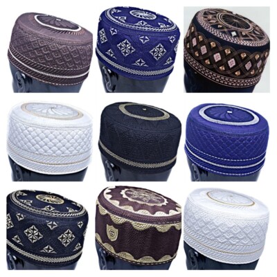Prayer Hat Topi Muslim Islamic Skull Cap Kufi Head Wear Mosque Namaz ...