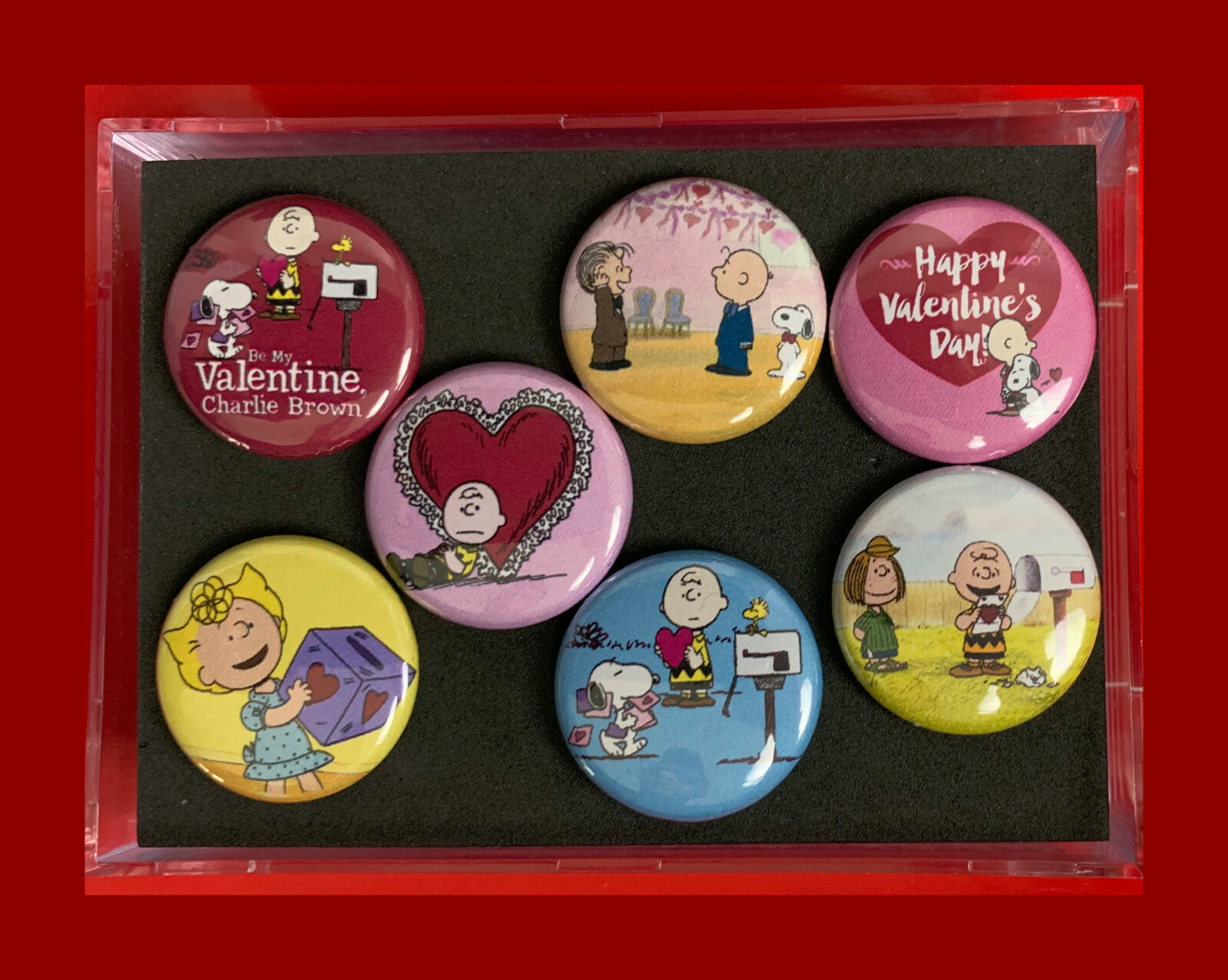 Charlie Brown Peanuts Valentine's Day Set A Seven 1 inch Round 3M ...