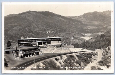 Postcard RPPC Emigrant Gap CA Nyack Lodge Mobile Gas Station Placer Co ...