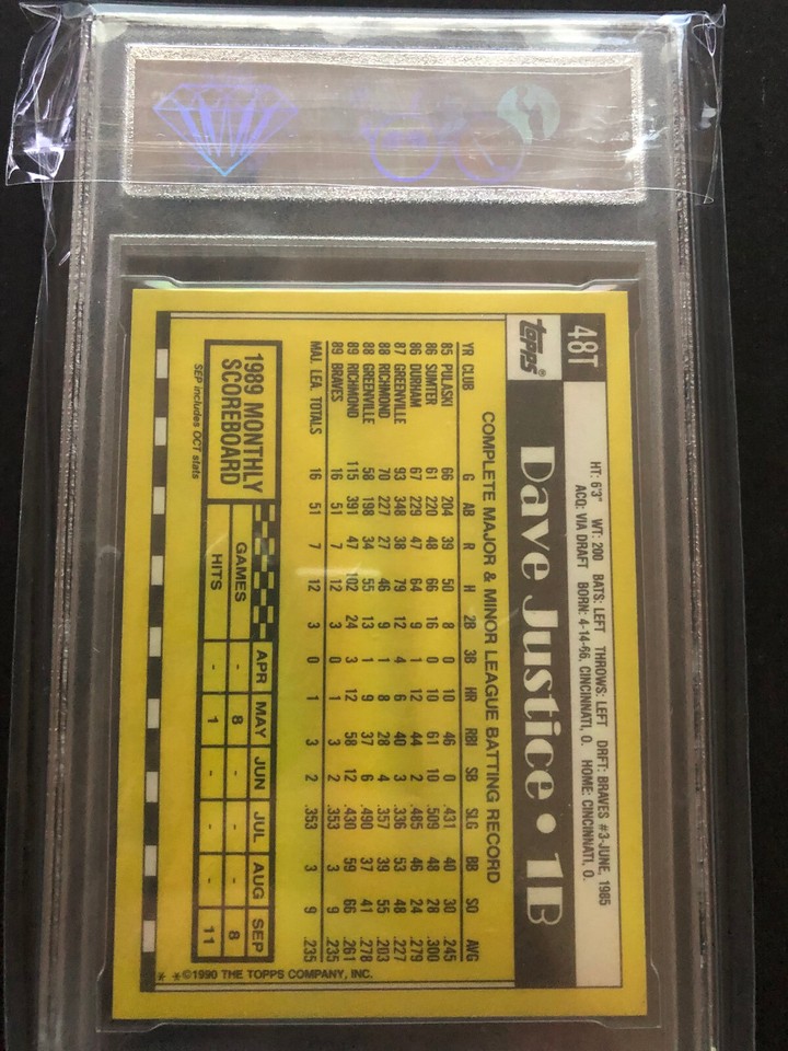 1990 Topps Traded David Justice Graded Rookie Card #048T CTA 10 | eBay