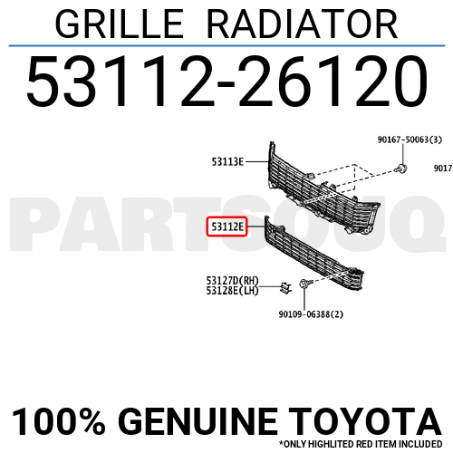 5311226120 Genuine Toyota GRILLE RADIATOR 53112-26120 | eBay
