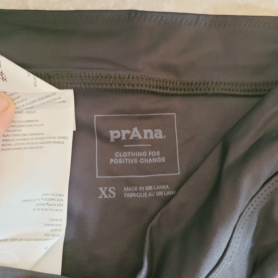 NWT NEW Prana Aurelia High Waist Swim Bikini Bottom Black Ruched Back ...