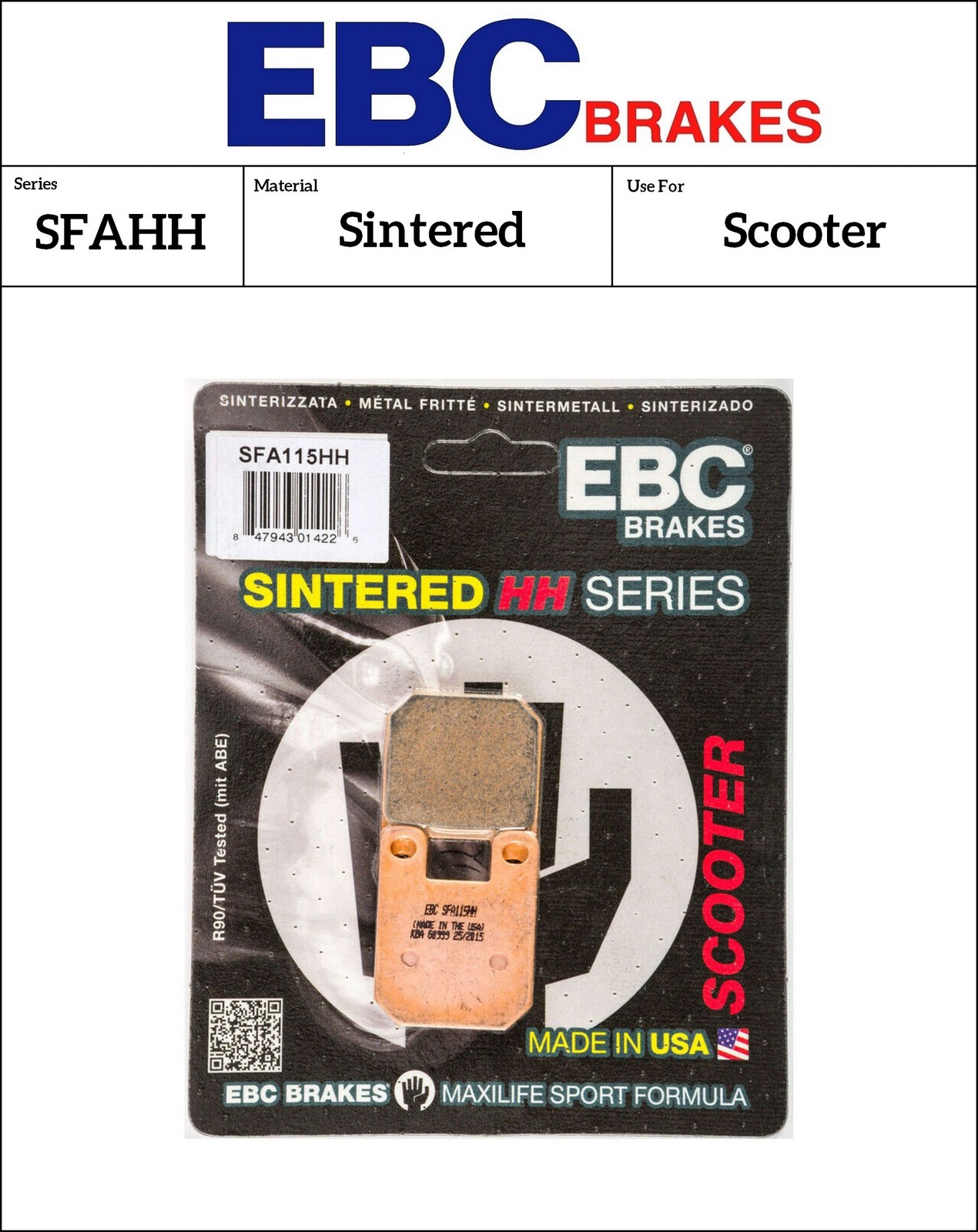 Suzuki AY 50 A LC Katana Ditech 2005-2006 [Front EBC SFAHH Sintered Brake Pads] | eBay