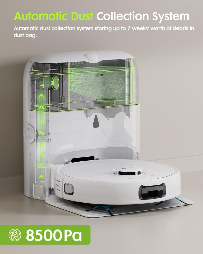 EXTRAVIS V5 Robot Vacuum and Mop, Self-Emptying Robotic Vacuum Cleaner ...