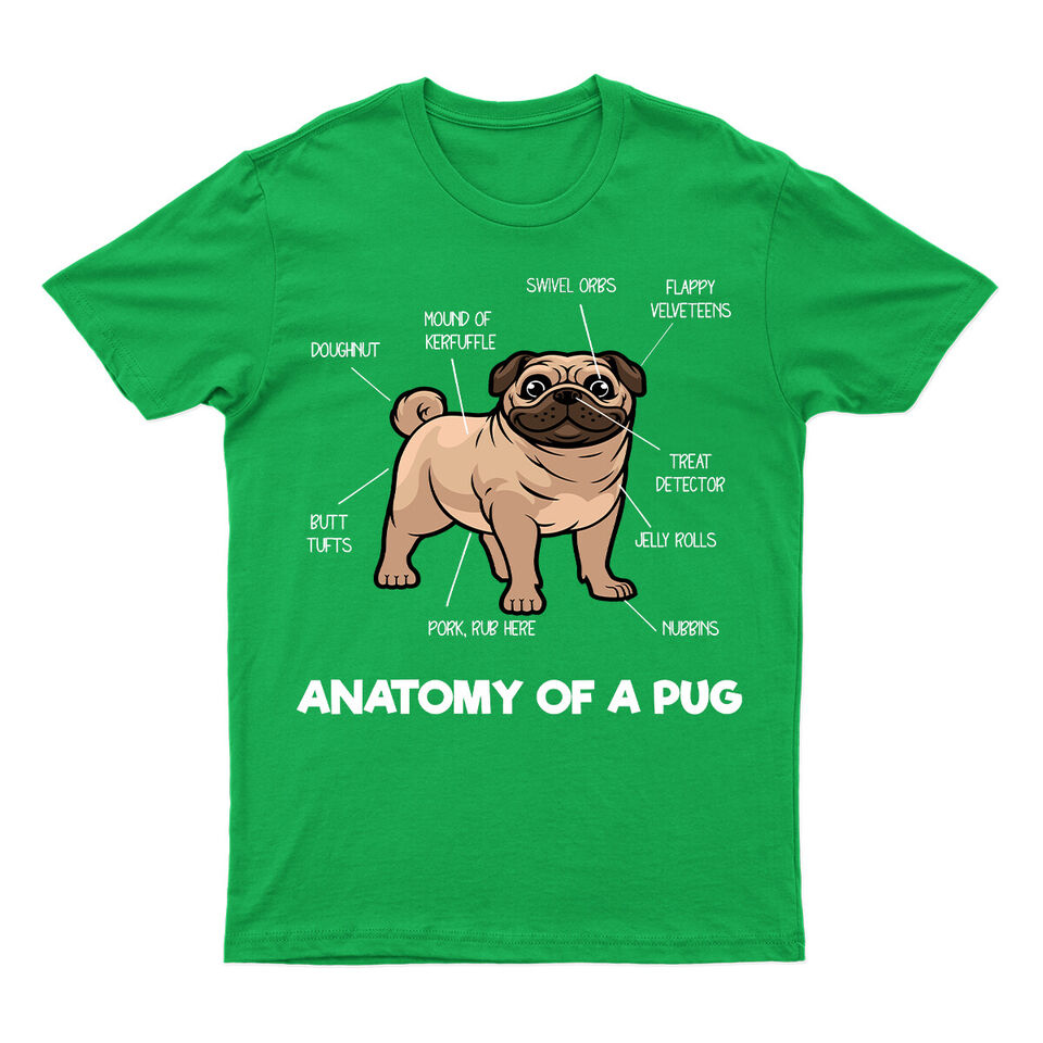 Anatomy Of a Pug Dog Medical Science Biology Body Organs Mens T-Shirt# ...