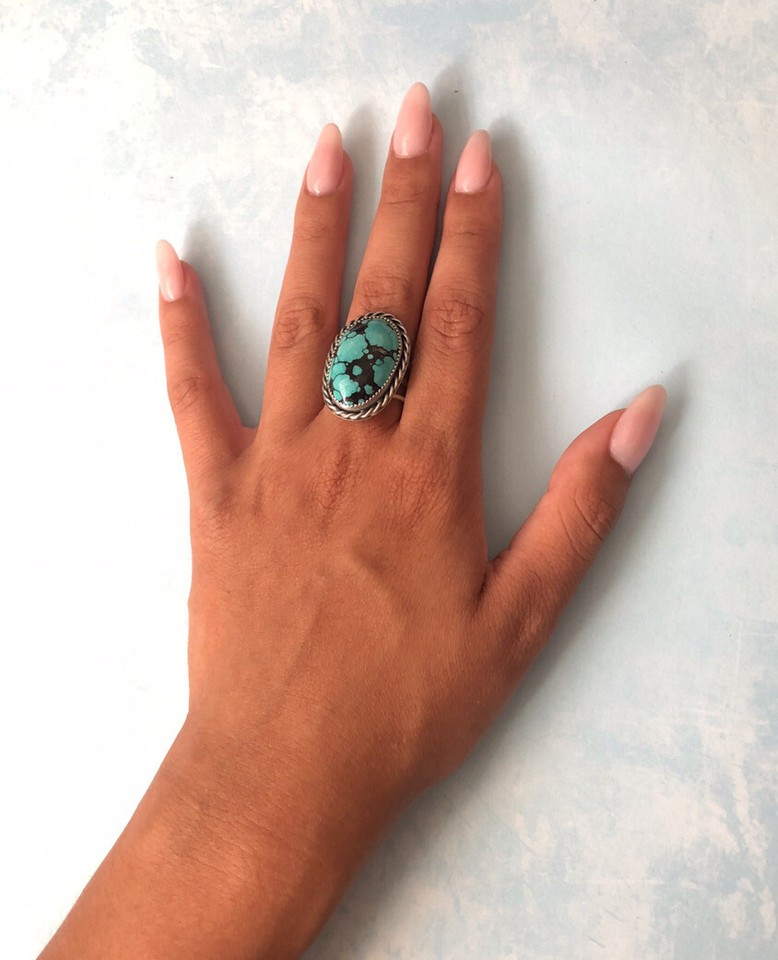 Classic Southwestern Natural Spider Web Turquoise Ring, Sterling, 9-1/2 ...