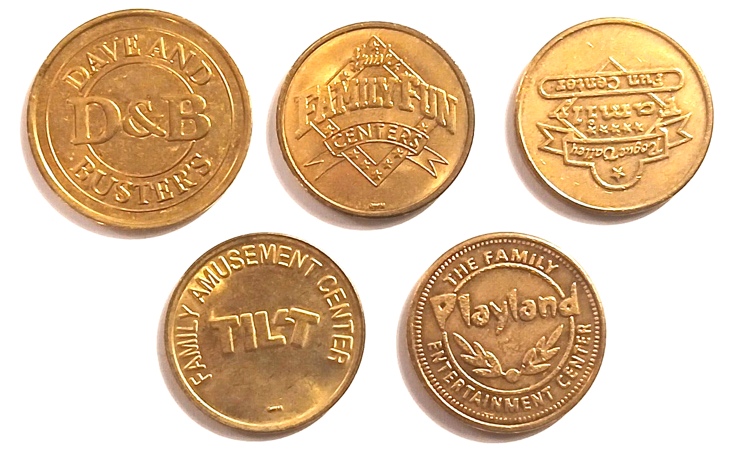 Vintage Arcade Token Lot Of 5 Playland Tilt Dave & Busters Rouge Valley ...