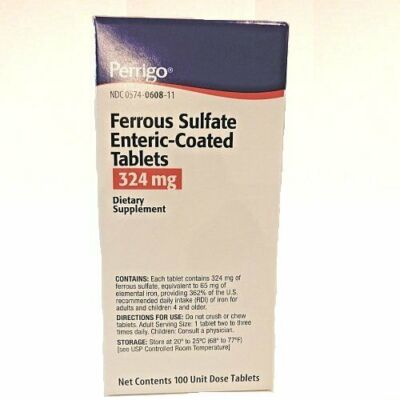 Perrigo Ferrous Sulfate 324mg Dietary Supplement Enteric Coated Tablets ...