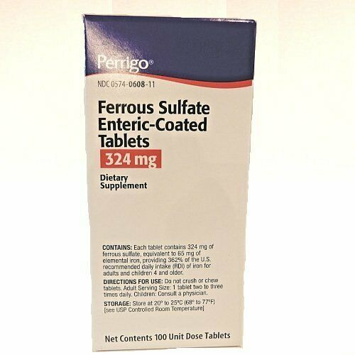 Perrigo Ferrous Sulfate 324mg Dietary Supplement Enteric Coated Tablets ...