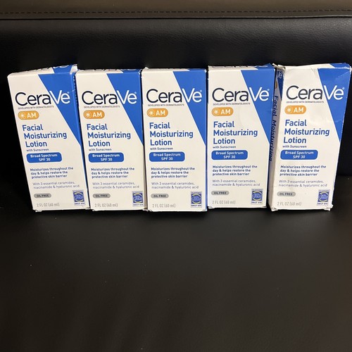 NWB 5PK CeraVe AM Facial Moisturizing Lotion with Sunscreen SPF 30 (2 ...